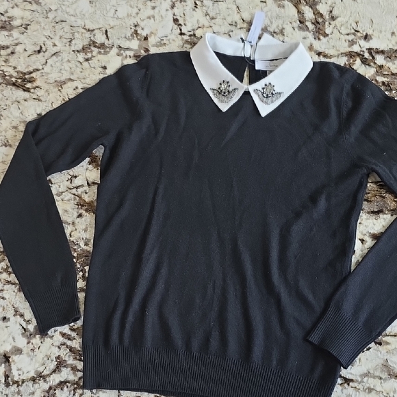 Milano | Sweaters | Milano Black Top With Embellished White Collar ...
